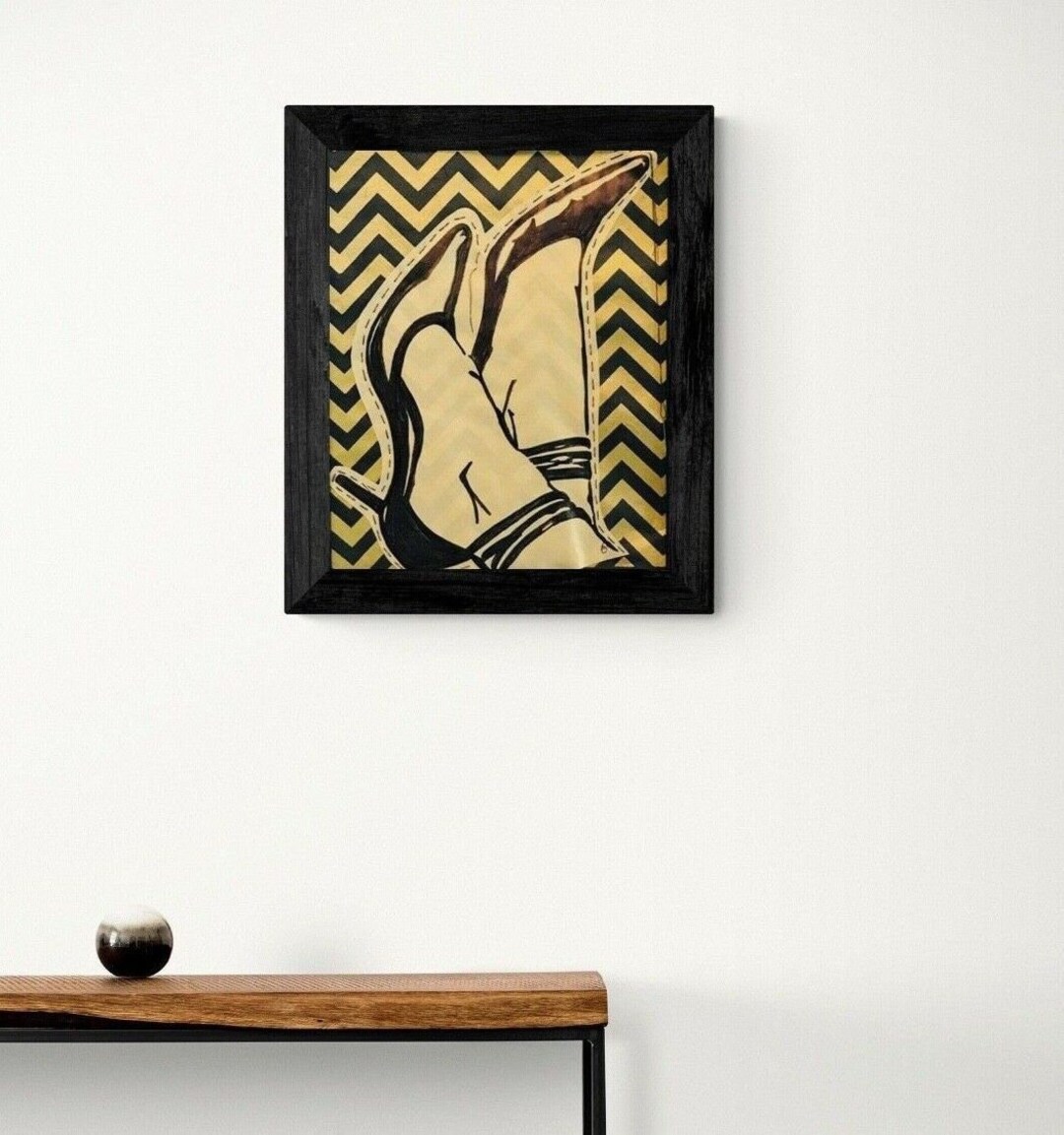 Black Stiletto Painting, Original Black and Gold Fashion Heels Collage ...
