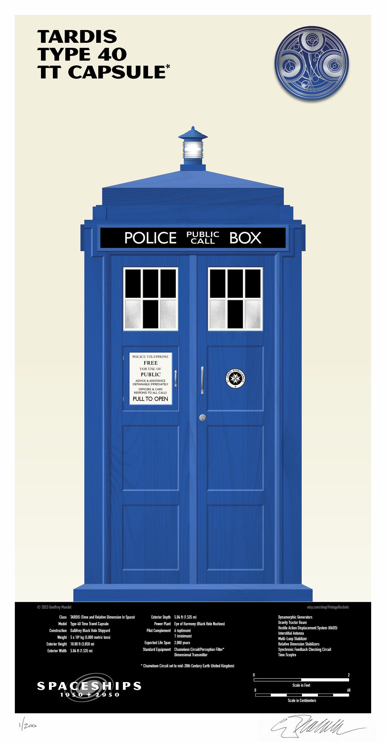 Dr Who TARDIS Limited Edition Signed Numbered Spaceship Print by ...