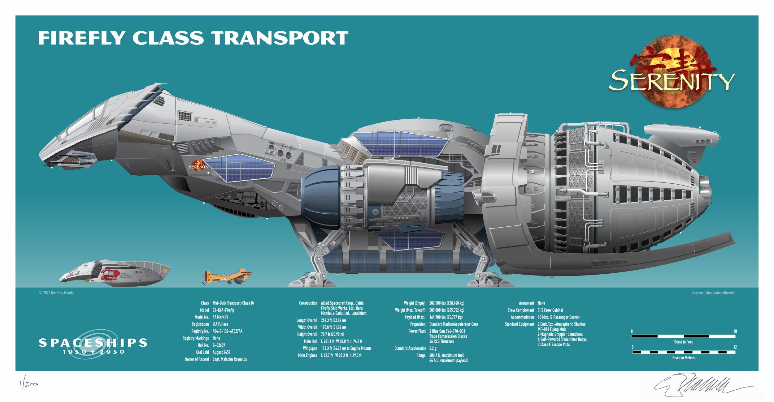 Firefly Serenity Transport Limited Edition Signed Numbered Spaceship ...