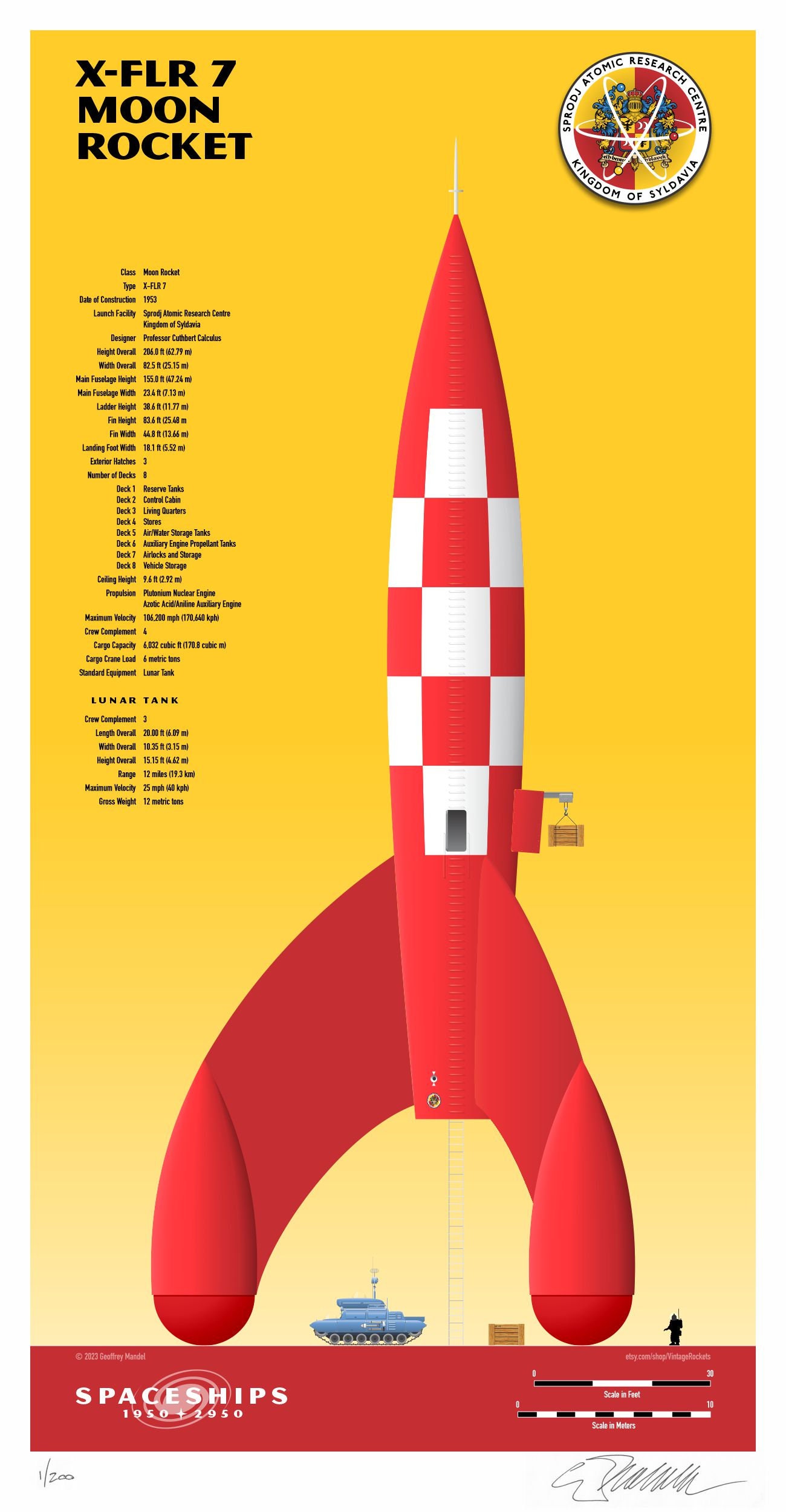 Tintin Moon Rocket X-FLR 7 Limited Edition Signed Numbered Spaceship ...