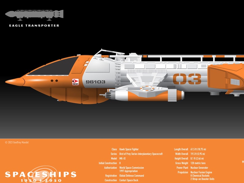 Space 1999 Hawk Mark IX Limited Edition Signed Numbered Spaceship Print ...