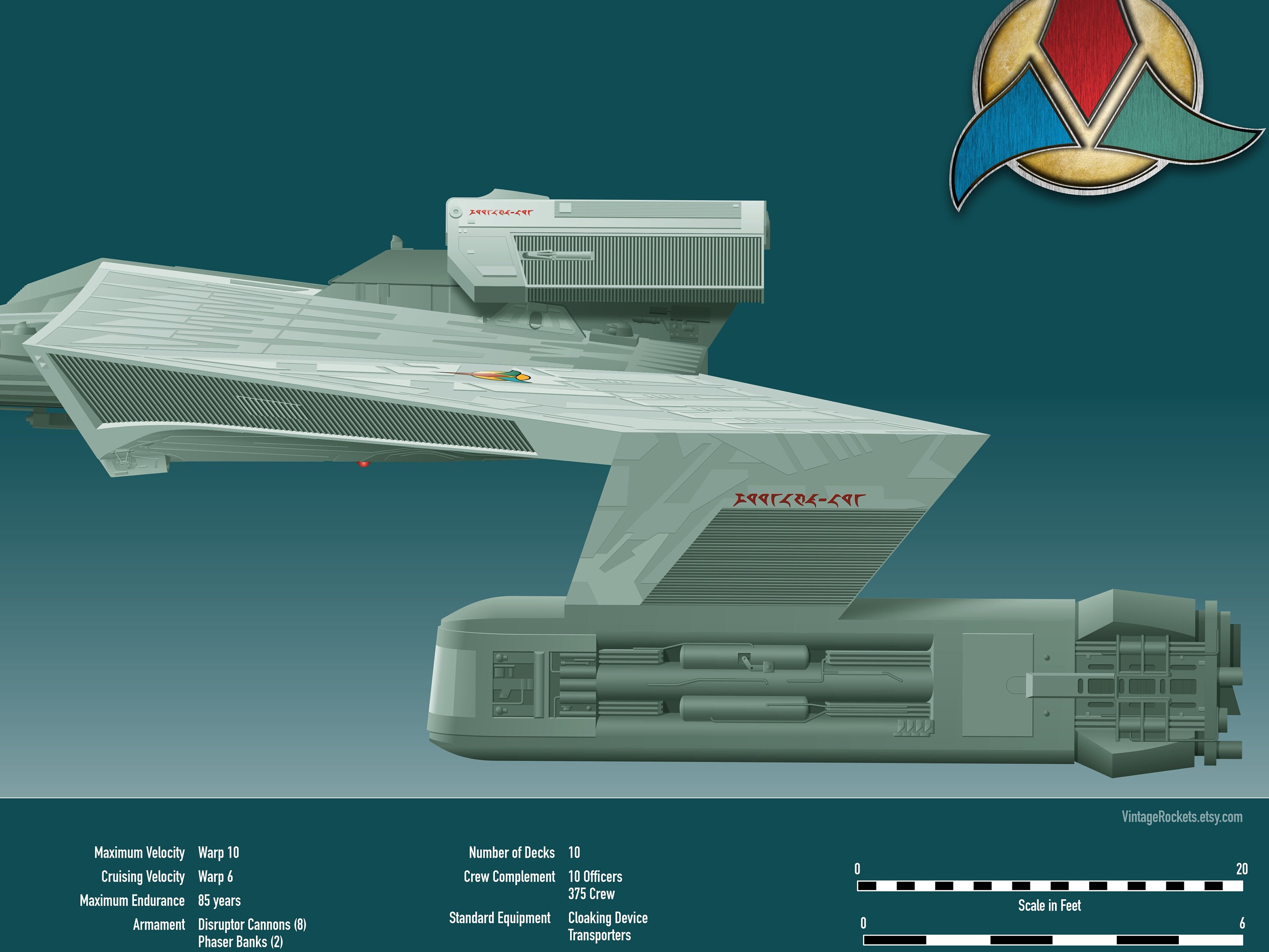 Star Trek Klingon Battle Cruiser K't'inga Class Limited Edition Signed ...