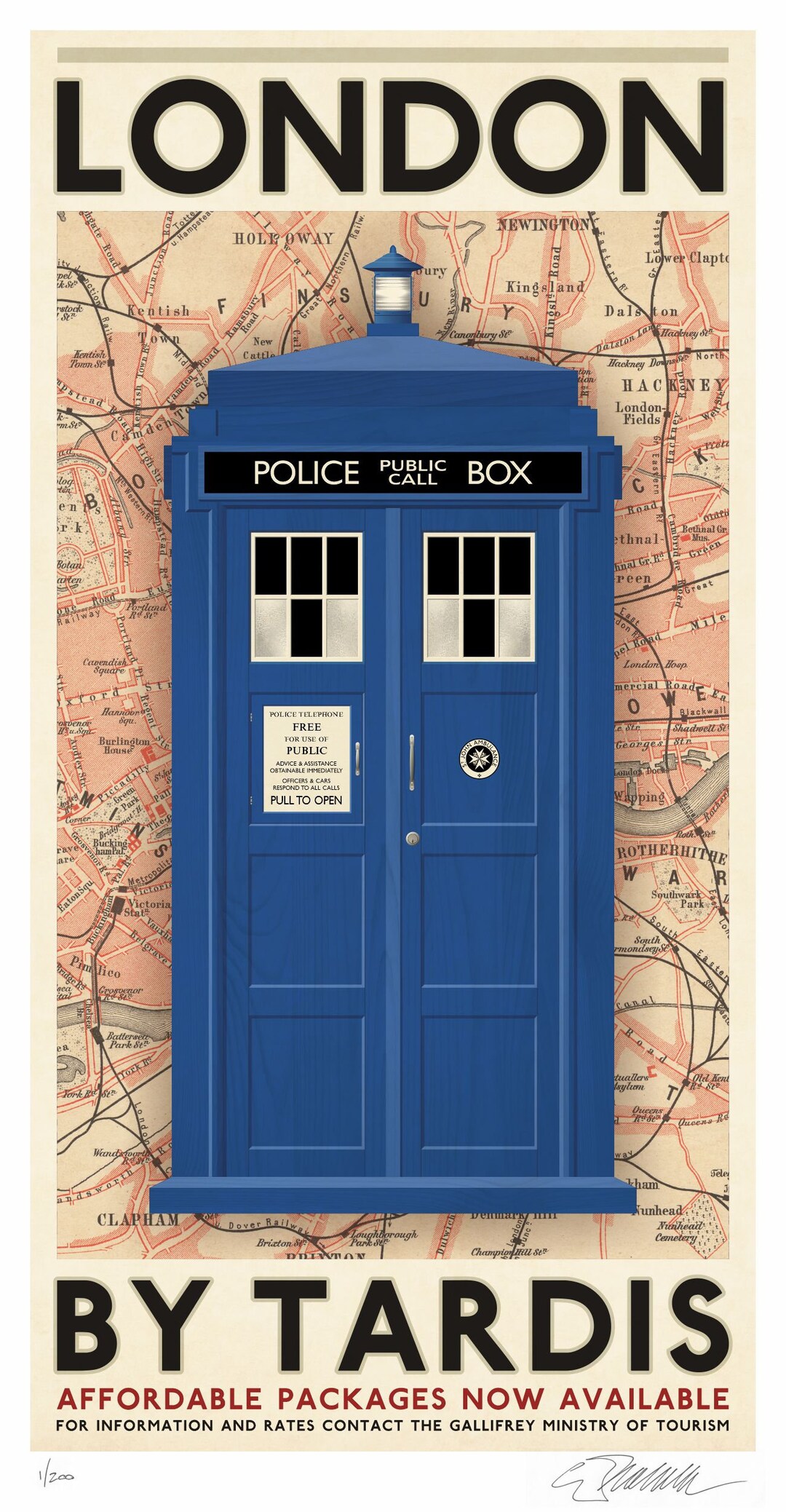 Vintage Dr Who TARDIS Limited Edition Signed Numbered Spaceship Print ...