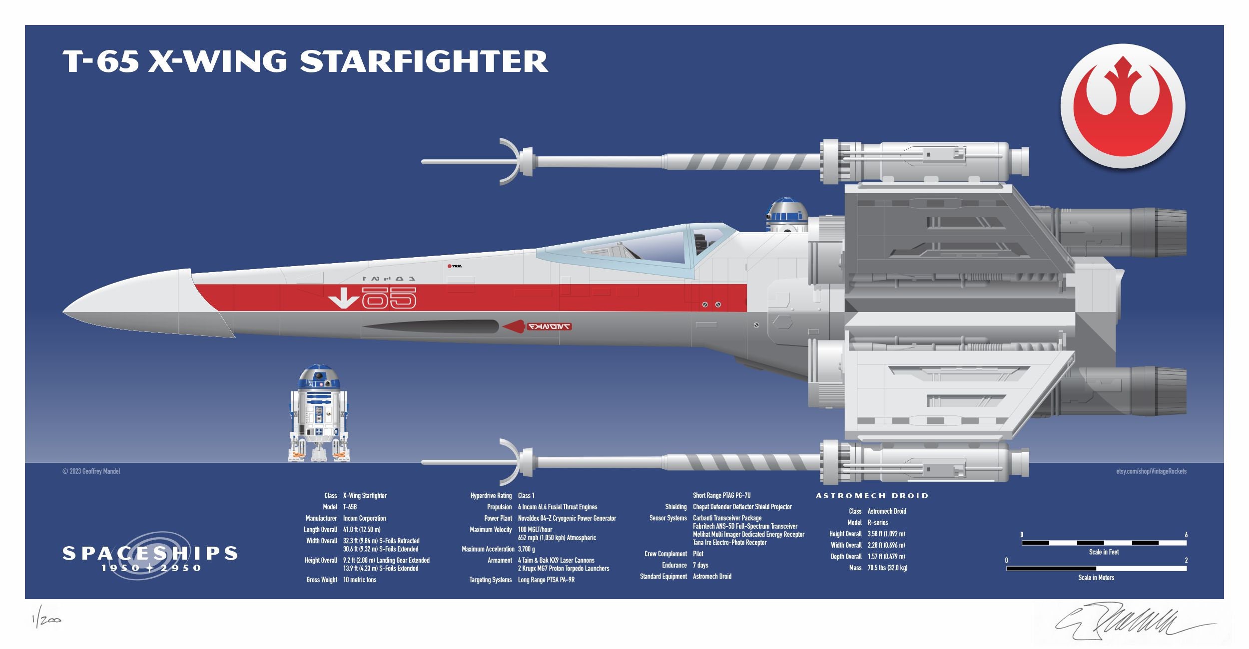 Star Wars T-65 X-wing Starfighter Limited Edition Signed Numbered ...