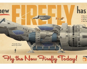Firefly Serenity Transport Limited Edition Signed Numbered Spaceship Print by Geoffrey Mandel - Etsy