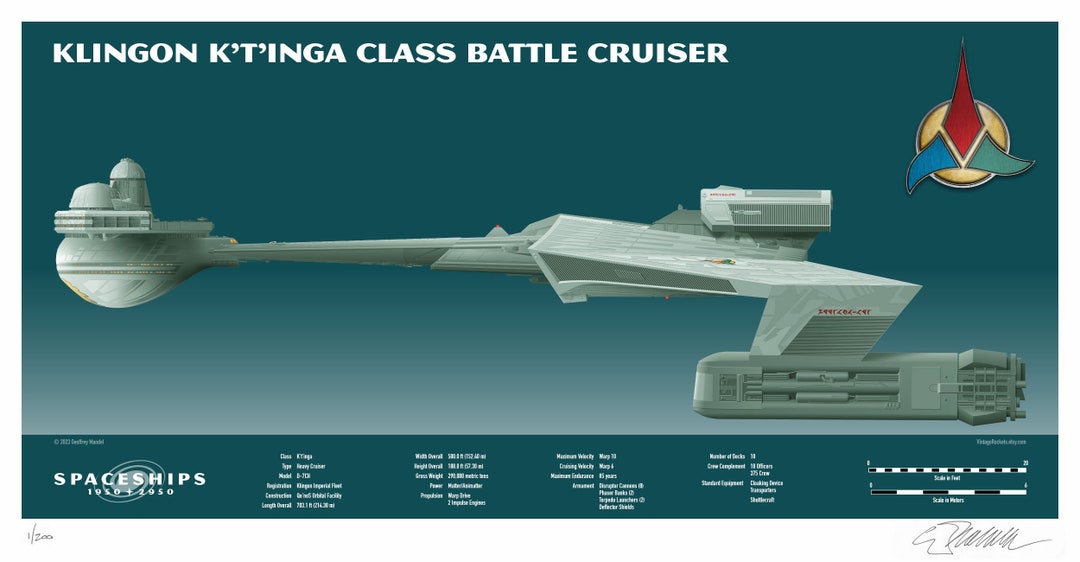Star Trek Klingon Battle Cruiser K't'inga Class Limited Edition Signed ...