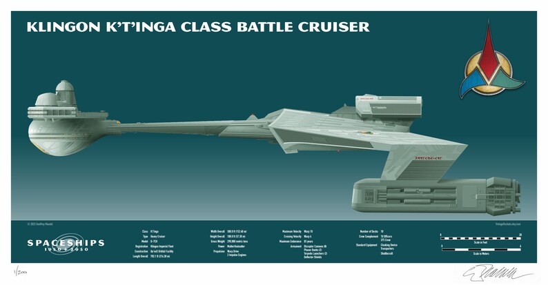 Star Trek Klingon Battle Cruiser K't'inga Class Limited Edition Signed ...