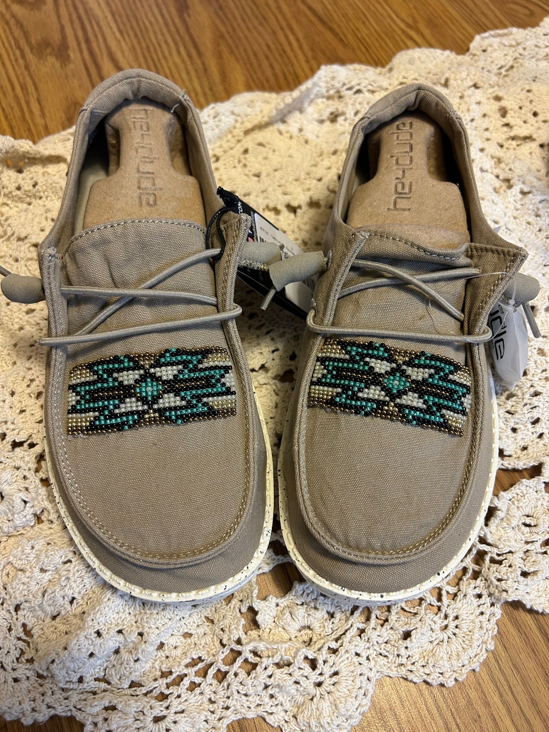 Beaded Hey Dudes, Greige - Etsy