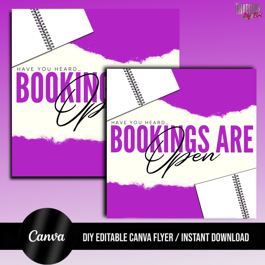 Books Open Flyer, Booking Available Flyer, Editable Canva Flyer ...