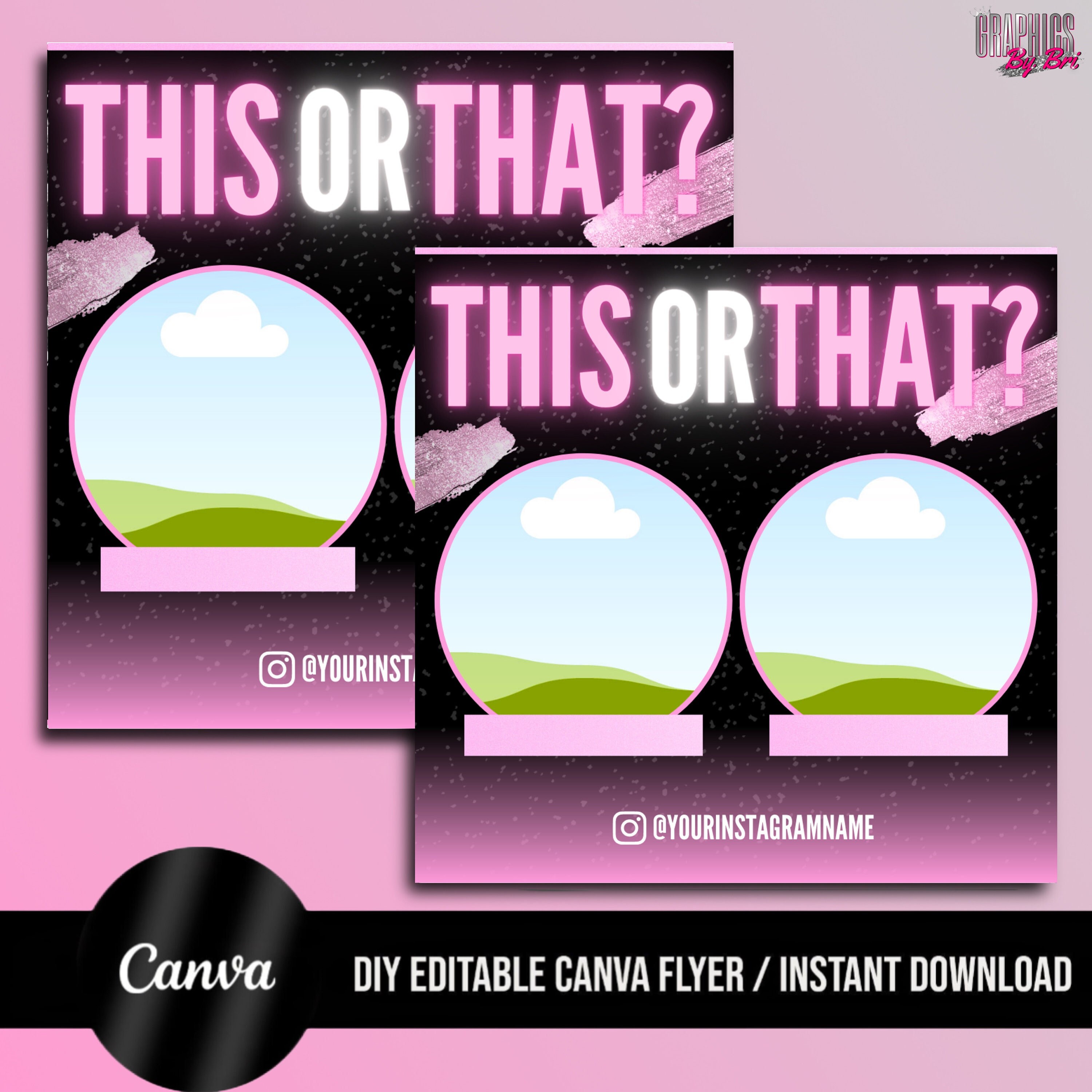 This or That Flyer, Editable Canva Flyer, Editable Template, Social ...