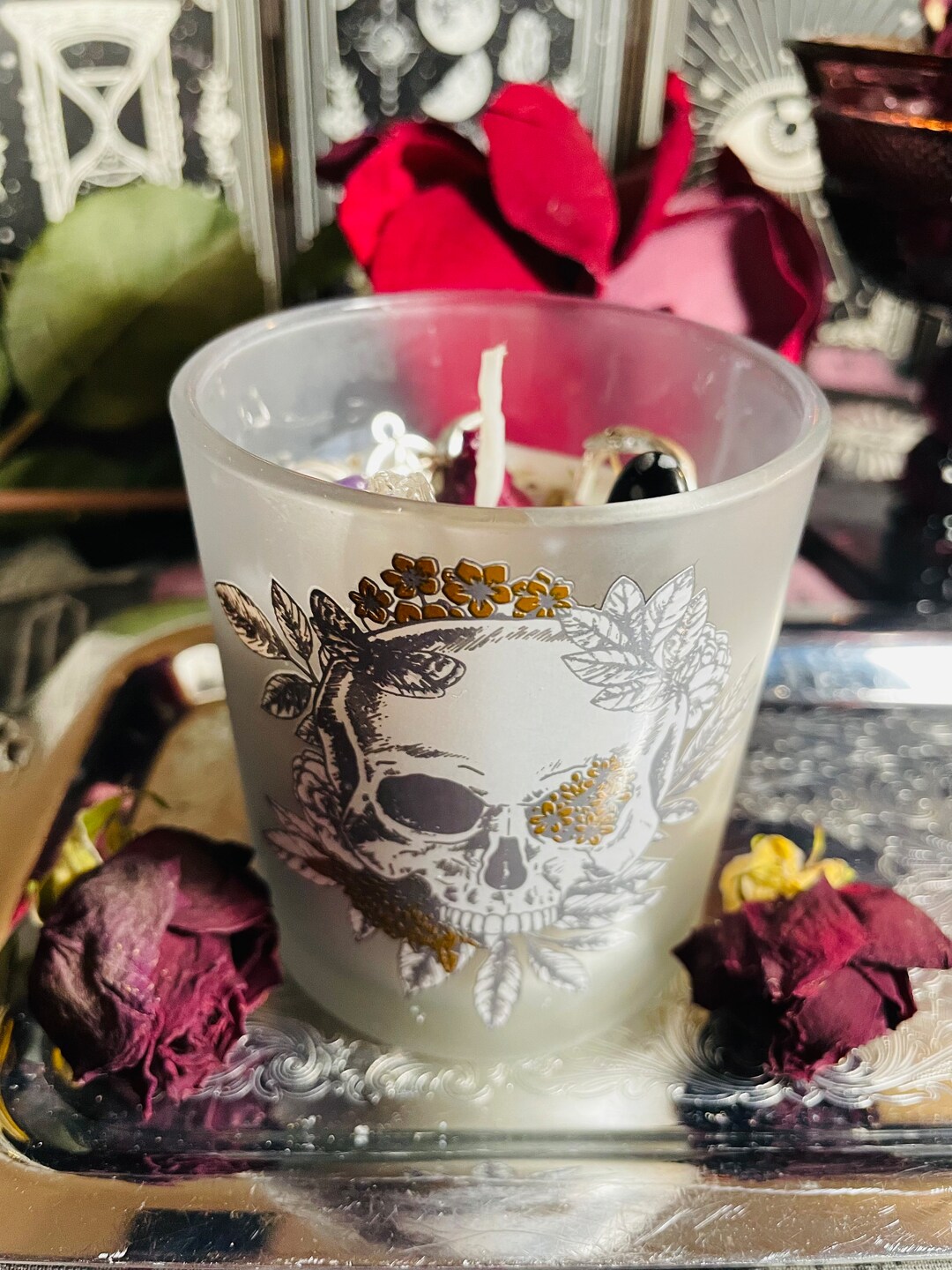 Dark Goddess Ritual Candle, Small With Crystal, Charm, Herbs - Etsy