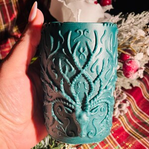 Yuletide Pillar Candle, Festive Yule Gift, Winter Solstice, Deer With ...