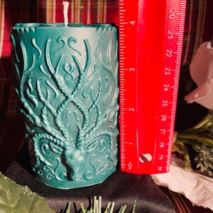 Yuletide Pillar Candle, Festive Yule Gift, Winter Solstice, Deer With ...