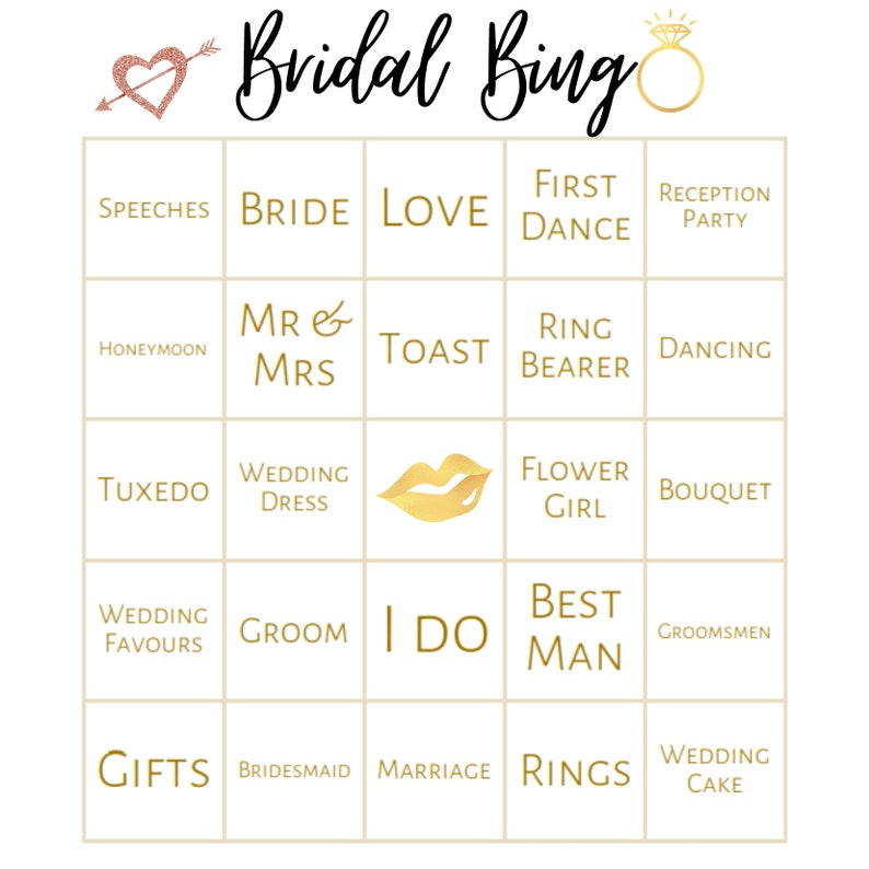 Bridal Bingo, 30 Prefilled Cards, Hen Party Game (instant Download) - Etsy