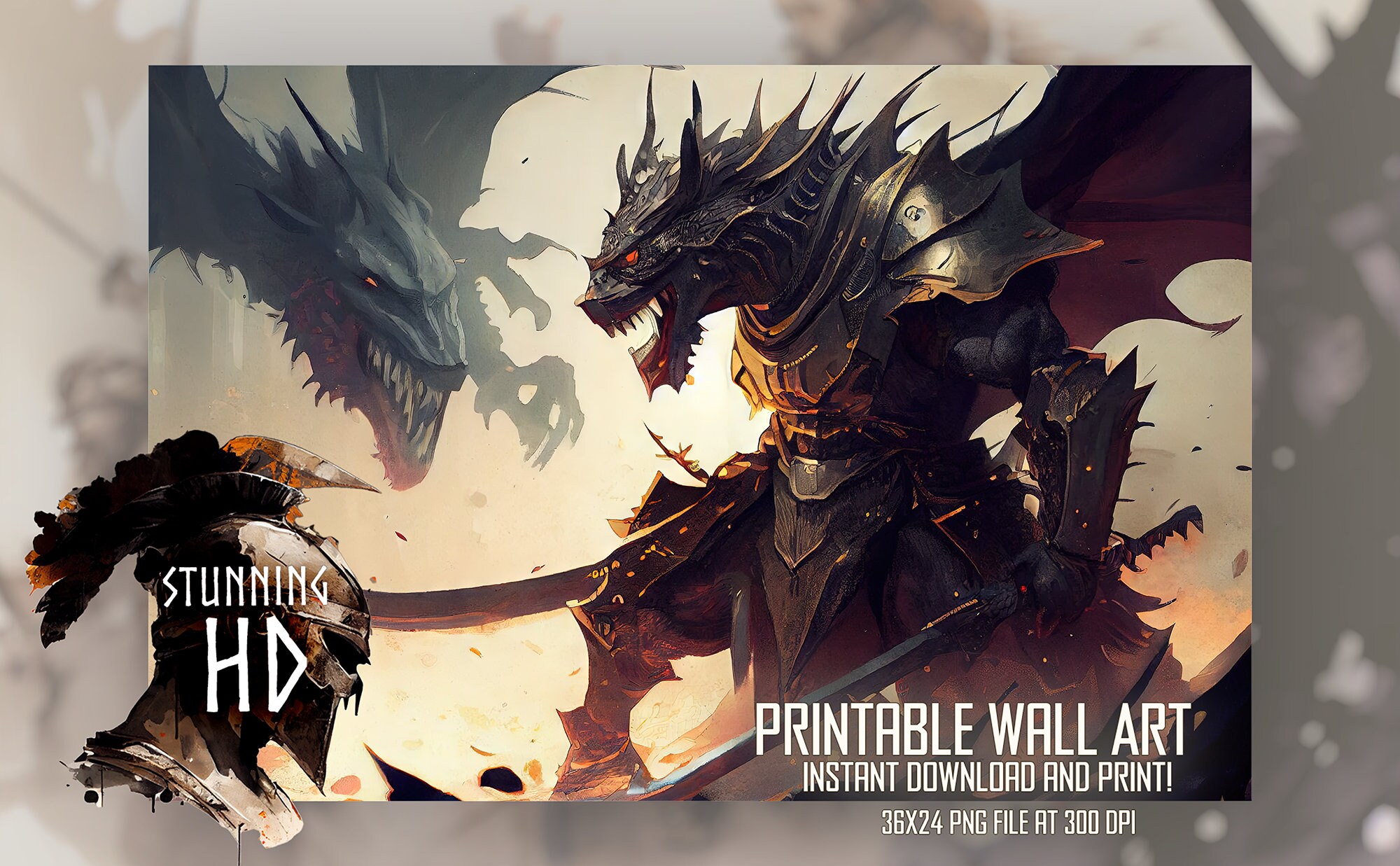Epic Warrior Vs Dragon Digital Artwork, Stunning Fantasy Wallpaper ...