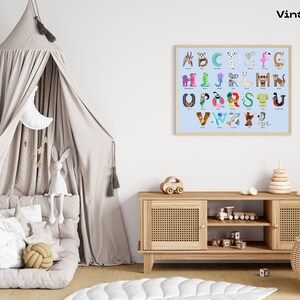 Whimsical Animal Alphabet Poster Nursery Decor Alphabet Poster Animal ...