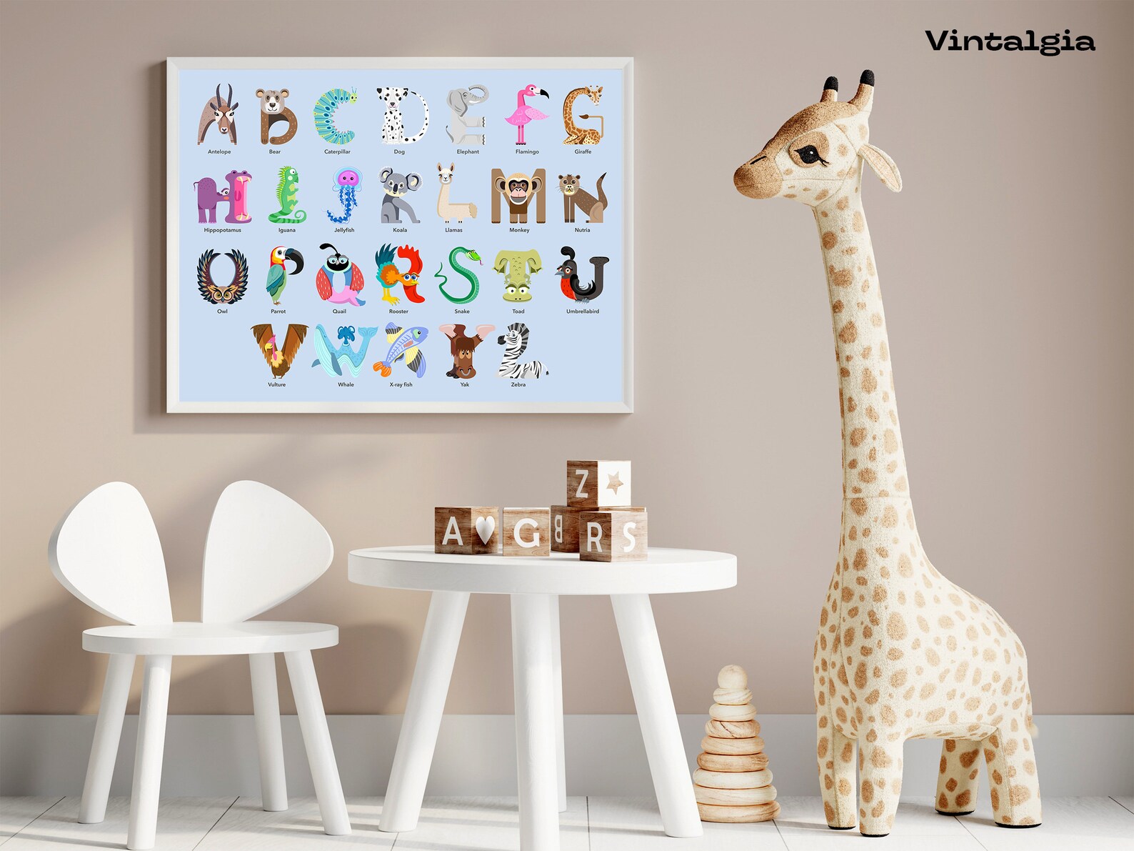 Whimsical Animal Alphabet Poster Nursery Decor Alphabet Poster Animal ...