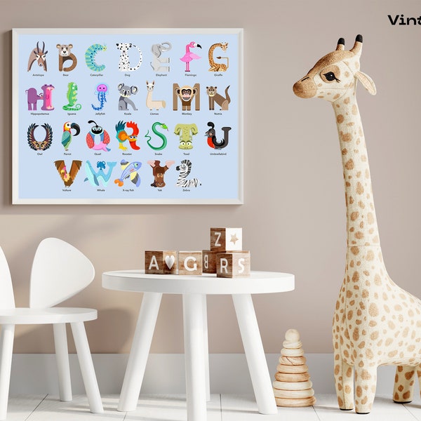 Animal Alphabet Poster - Etsy