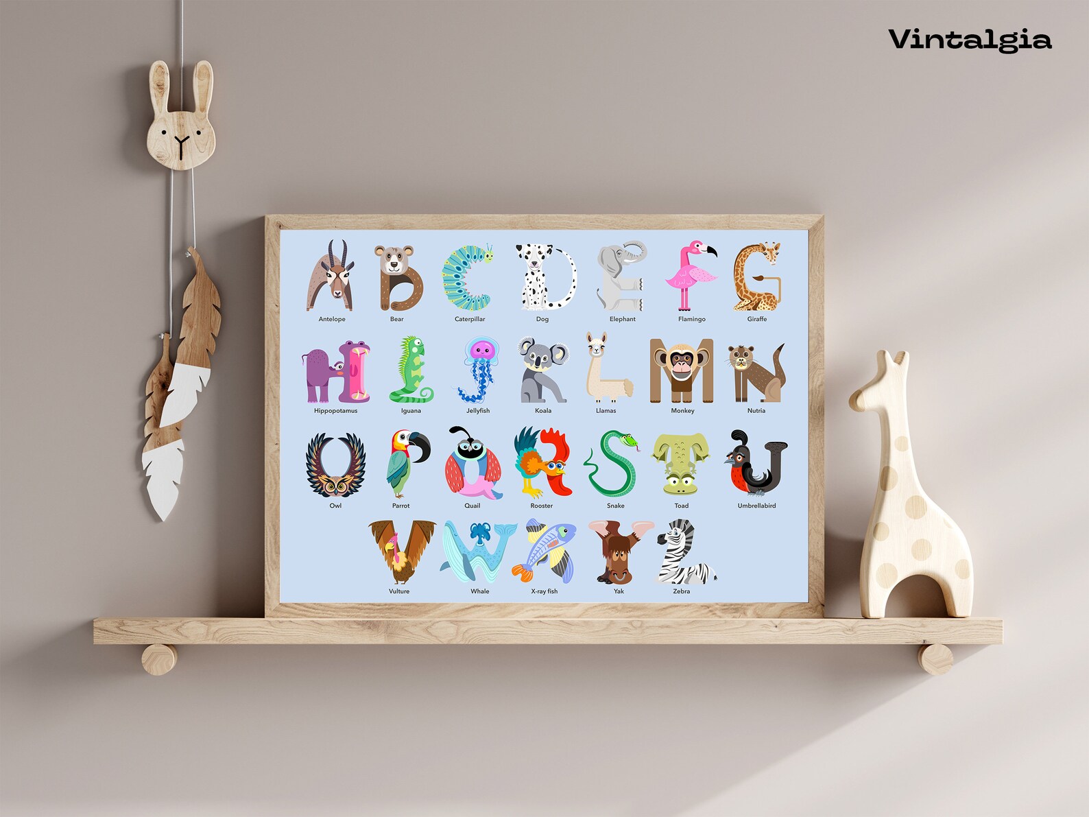 Whimsical Animal Alphabet Poster Nursery Decor Alphabet Poster Animal ...
