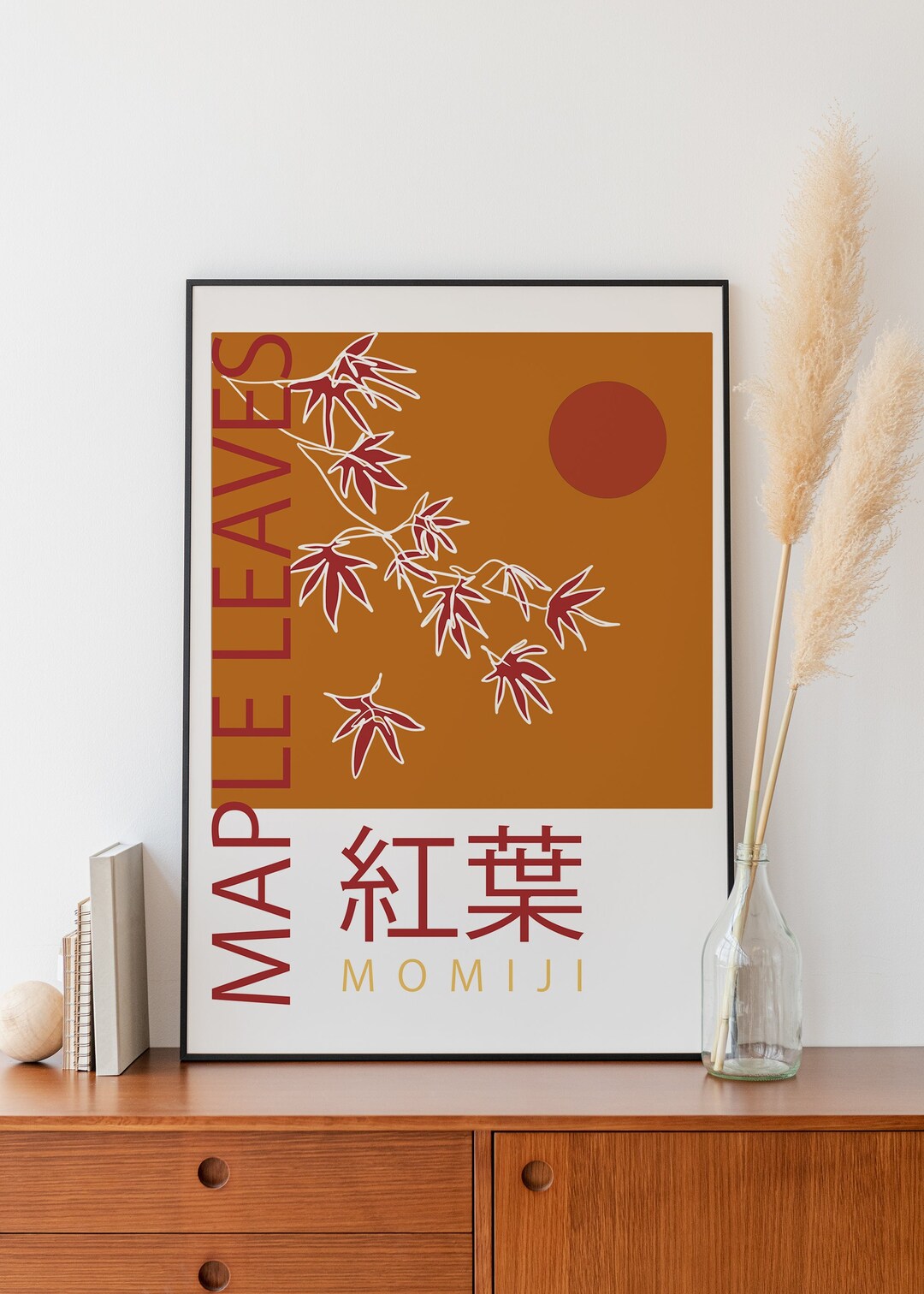 Momiji Poster, One Line Digital Art, Wall Art, Decor - Etsy