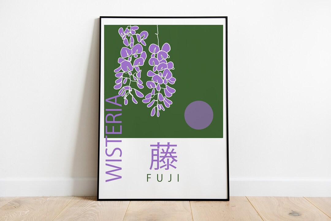 Fuji Flower Poster, Japanese Style, Line Art, Digital Download, Wall ...