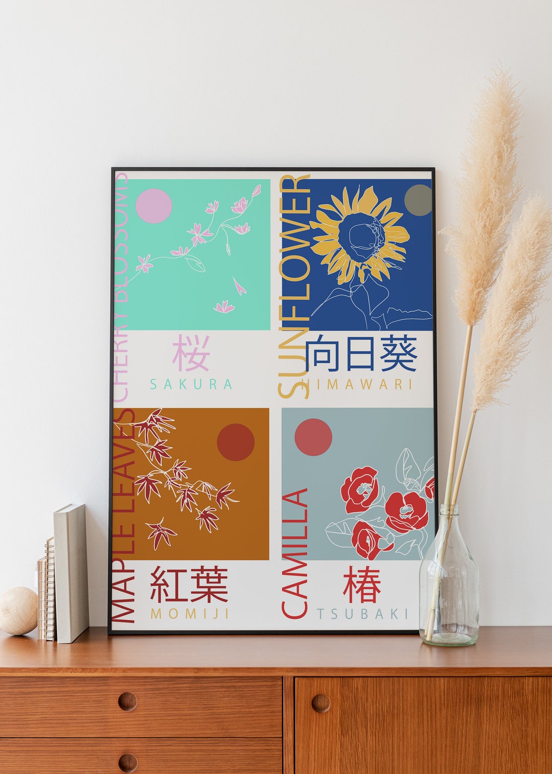 Four Seasons Japanese Poster, Digital Download, Printable Wall Art - Etsy