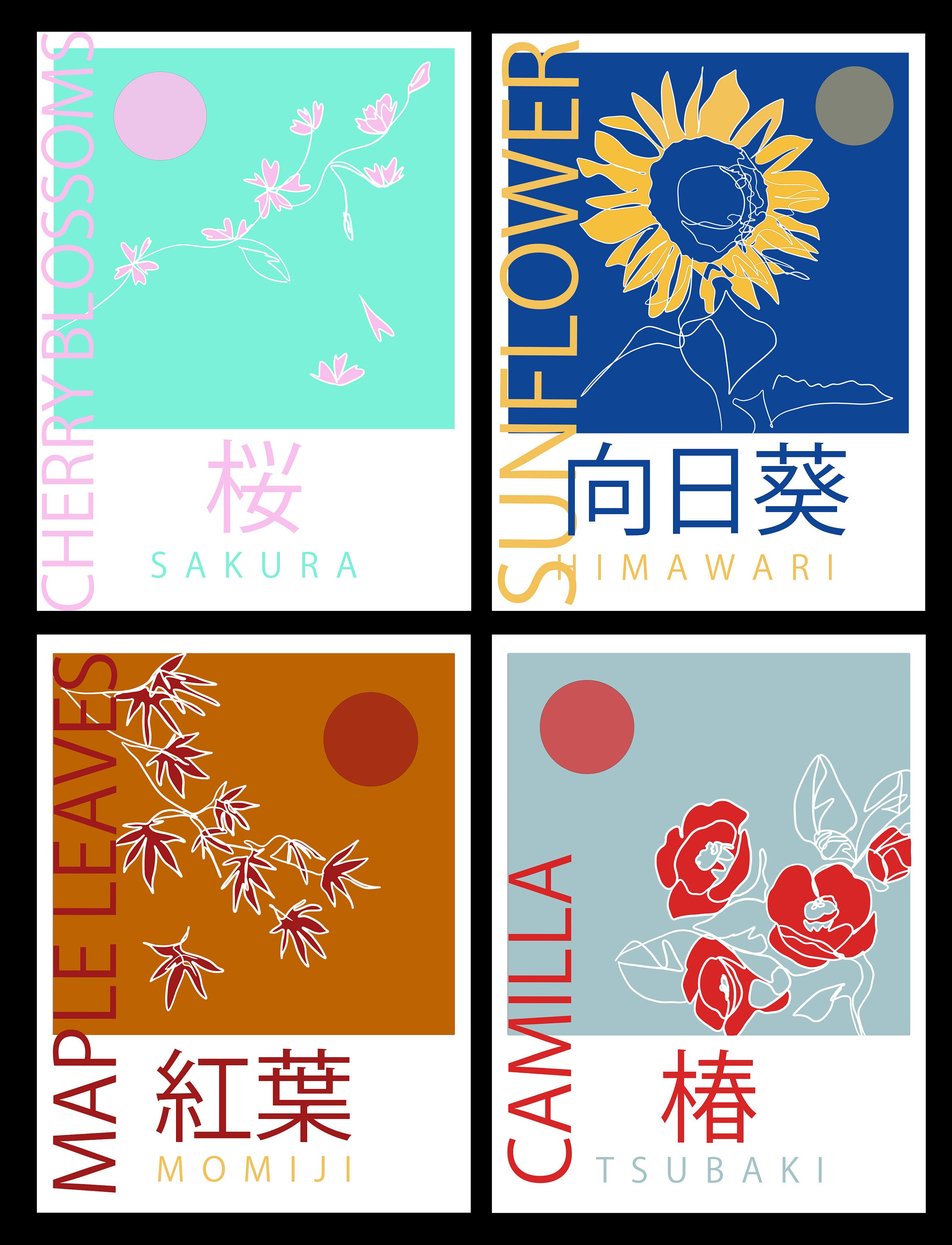 Four Seasons Japanese Poster, Digital Download, Printable Wall Art - Etsy
