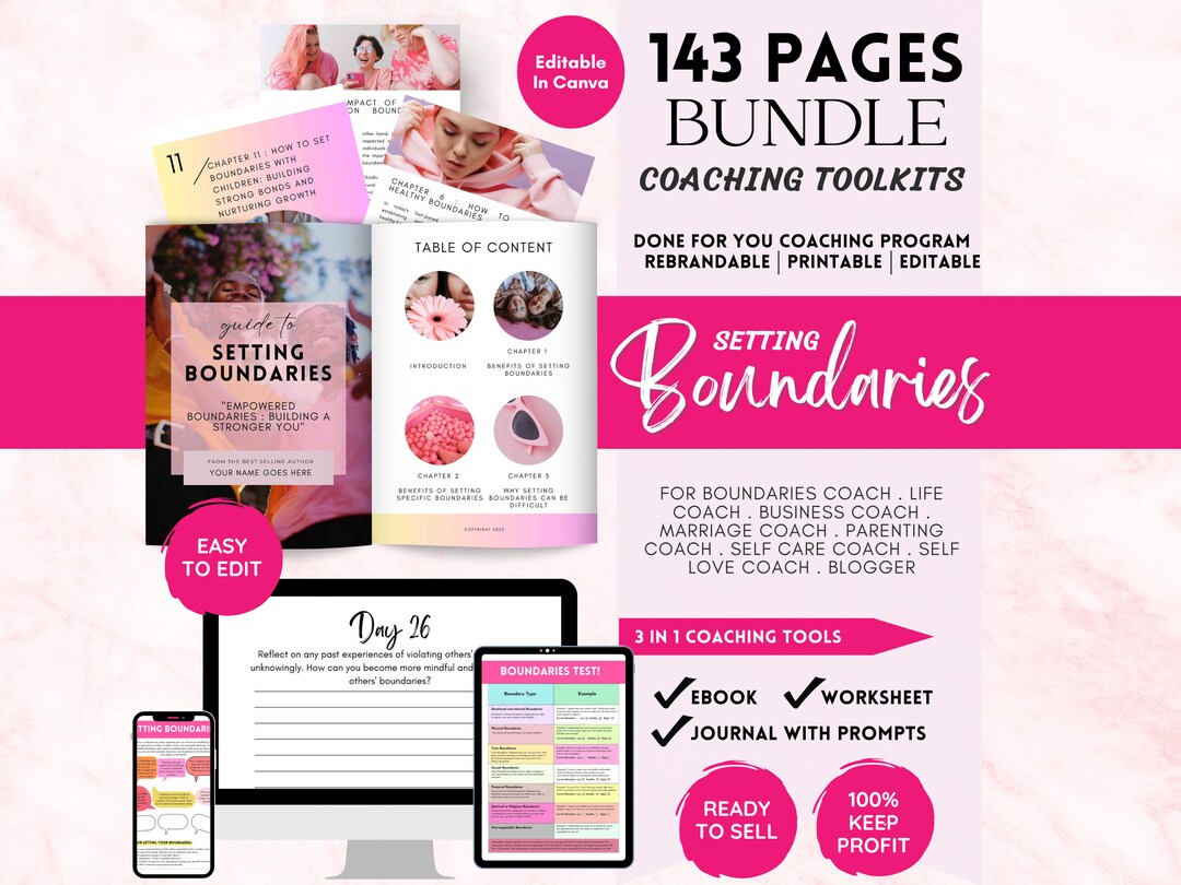 Boundaries Bundle Coaching Tools Ebook, Worksheet, Journal With Prompt ...