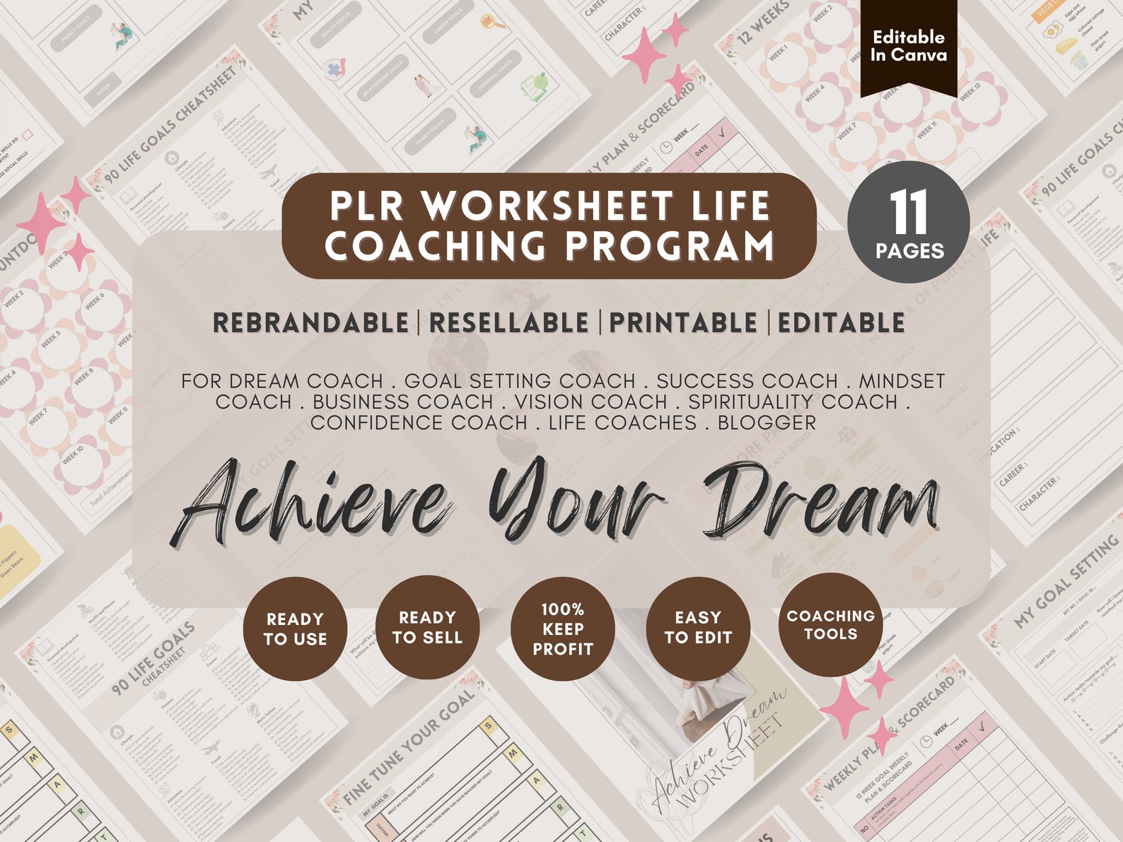 Life Coaching Worksheet, PLR Life Coaching Program, Editable Templates ...