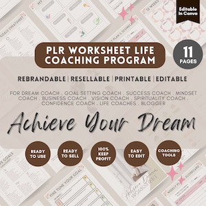 Life Coaching Worksheet, PLR Life Coaching Program, Editable Templates ...