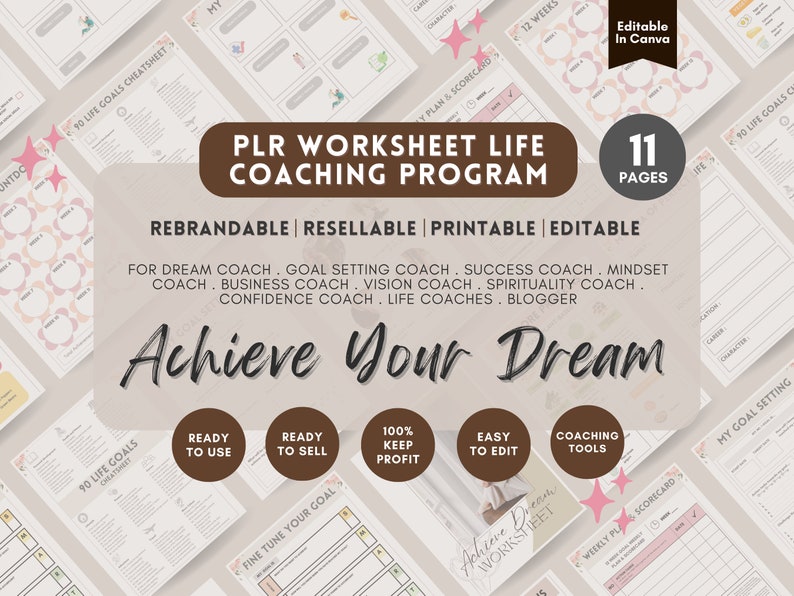 Life Coaching Worksheet, PLR Life Coaching Program, Editable Templates ...