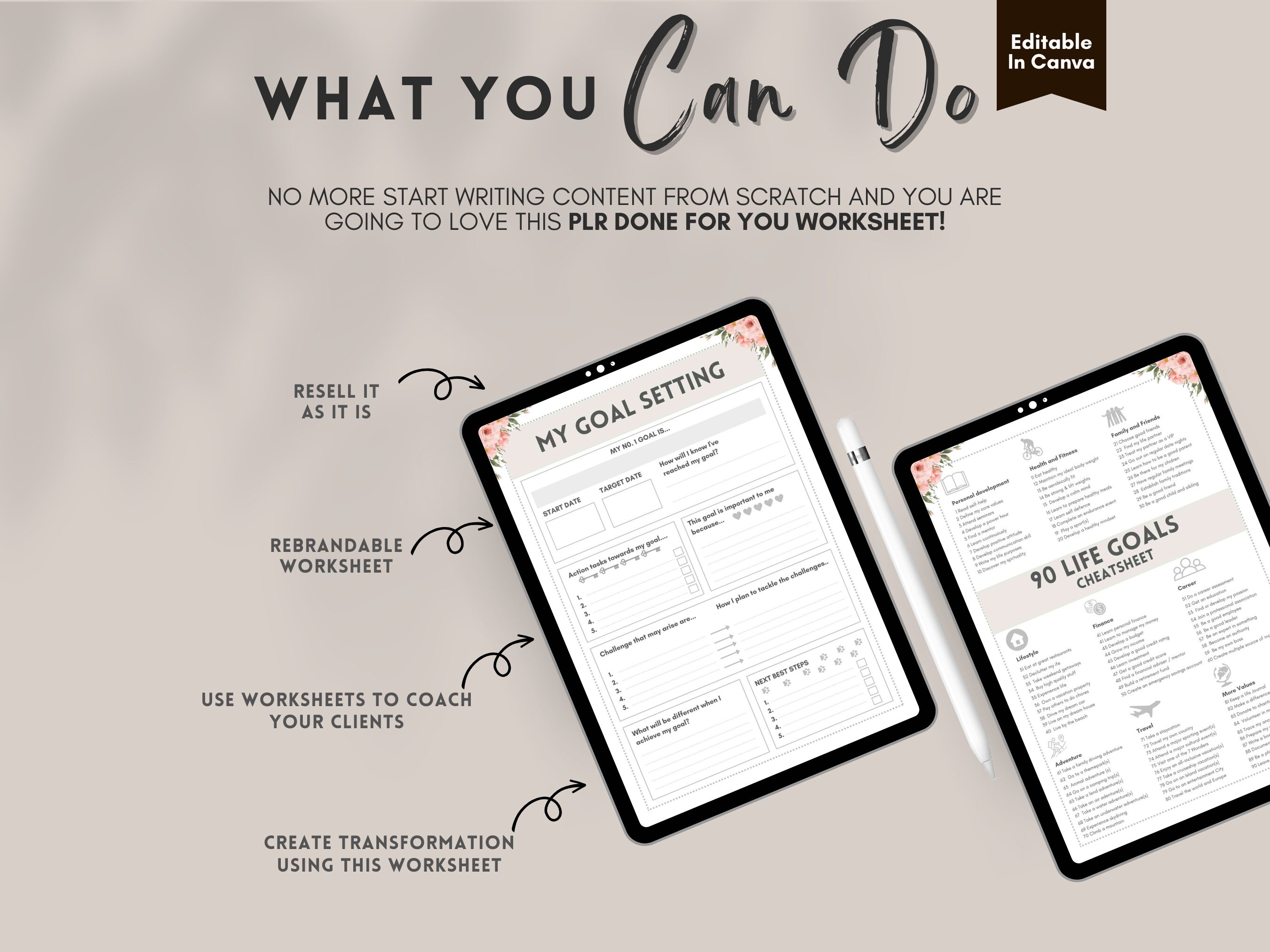 Life Coaching Worksheet, PLR Life Coaching Program, Editable Templates ...