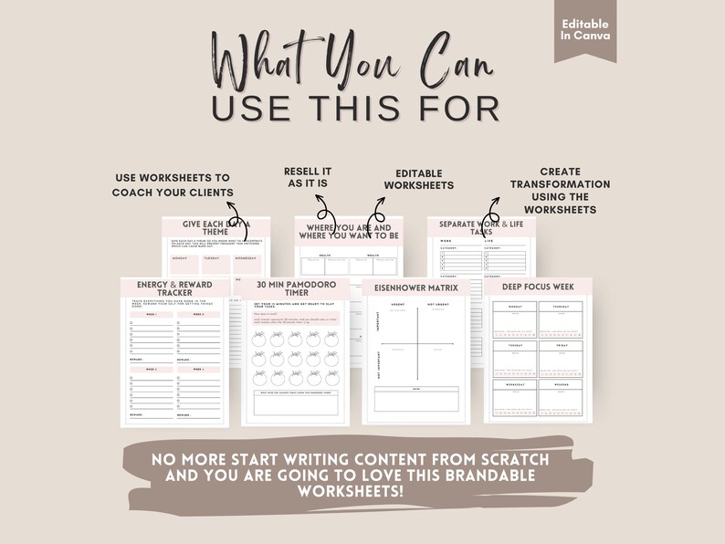 Productivity Workbook | PLR Worksheet | Editable Woksheet | PLR Guide ...