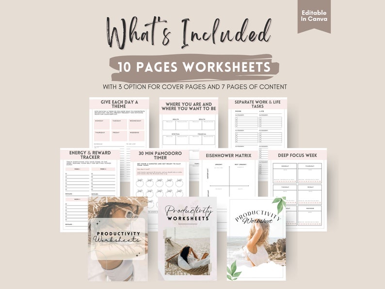 Productivity Workbook | PLR Worksheet | Editable Woksheet | PLR Guide ...
