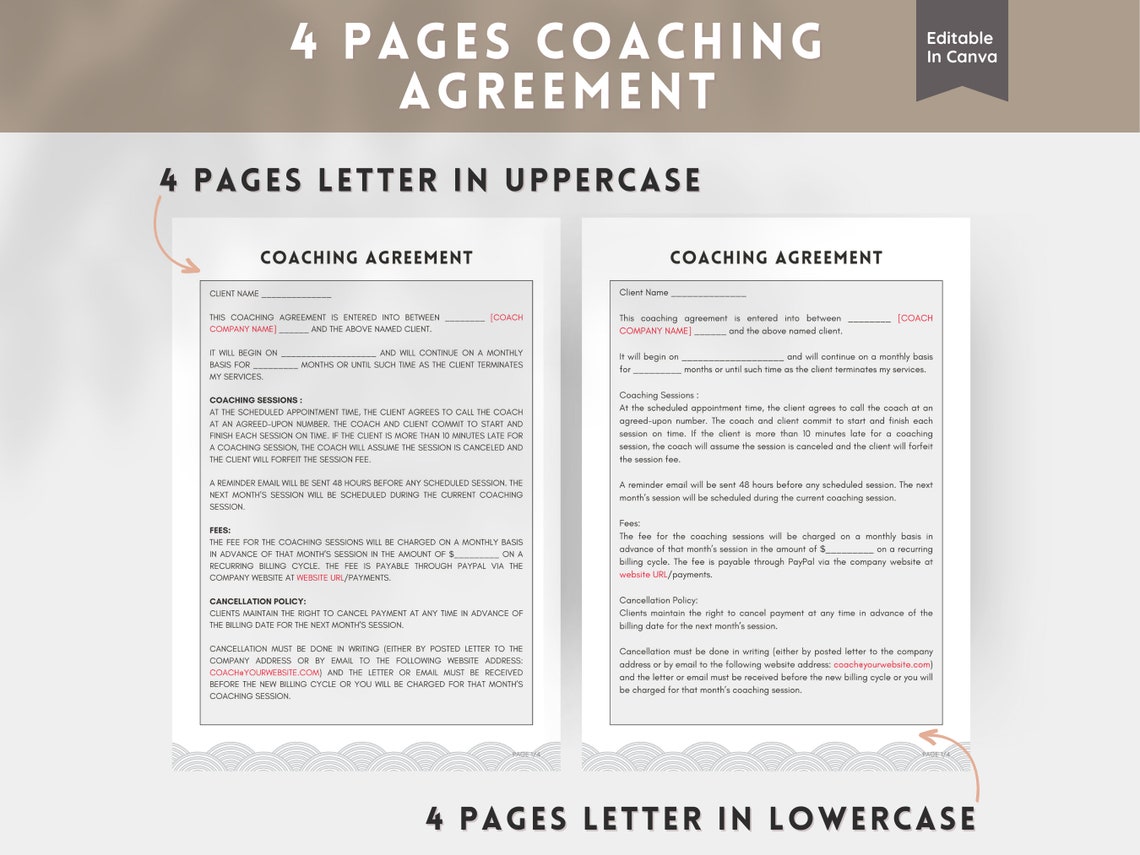 Client Agreement, Coaching Agreement, Coaching Contract Template ...