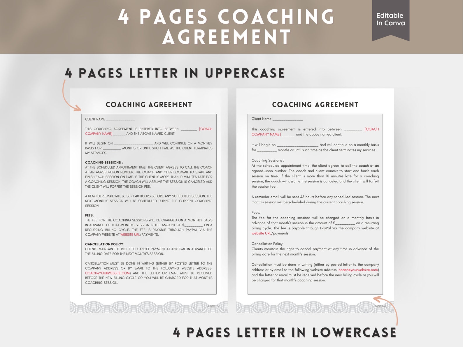 Client Agreement, Coaching Agreement, Coaching Contract Template ...