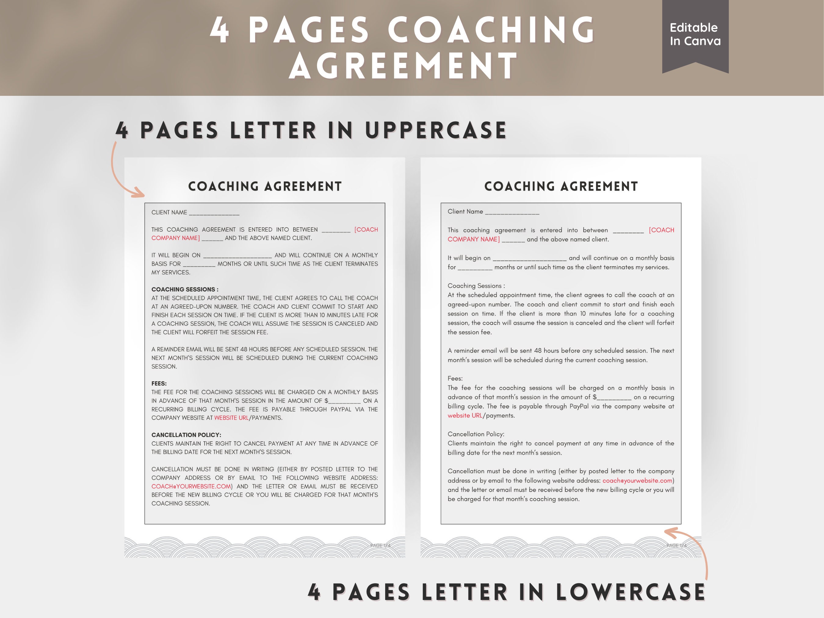 Client Agreement, Coaching Agreement, Coaching Contract Template ...