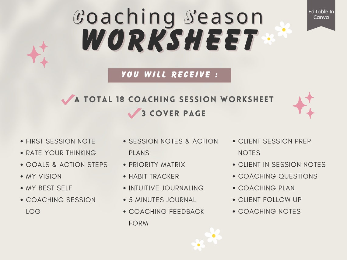 Life Coaching Worksheets | Coaching Session Worksheets | Coaching ...