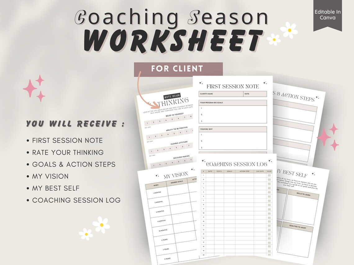 Life Coaching Worksheets | Coaching Session Worksheets | Coaching ...