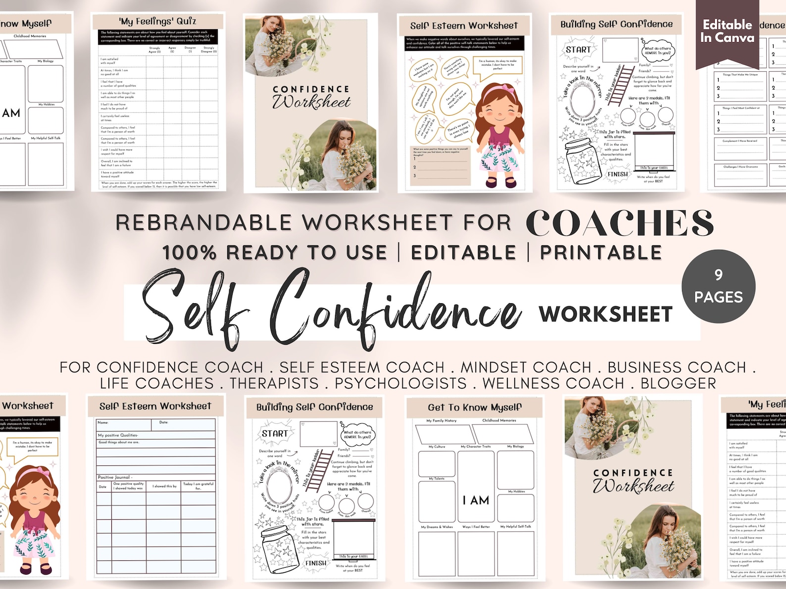 Editable Self Confidence Worksheets Therapy Worksheets - Etsy