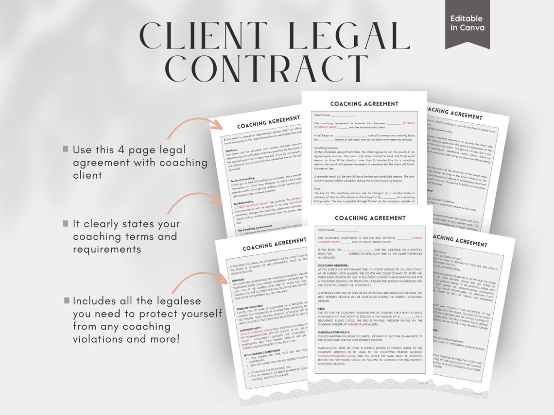 Client Agreement, Coaching Agreement, Coaching Contract Template ...