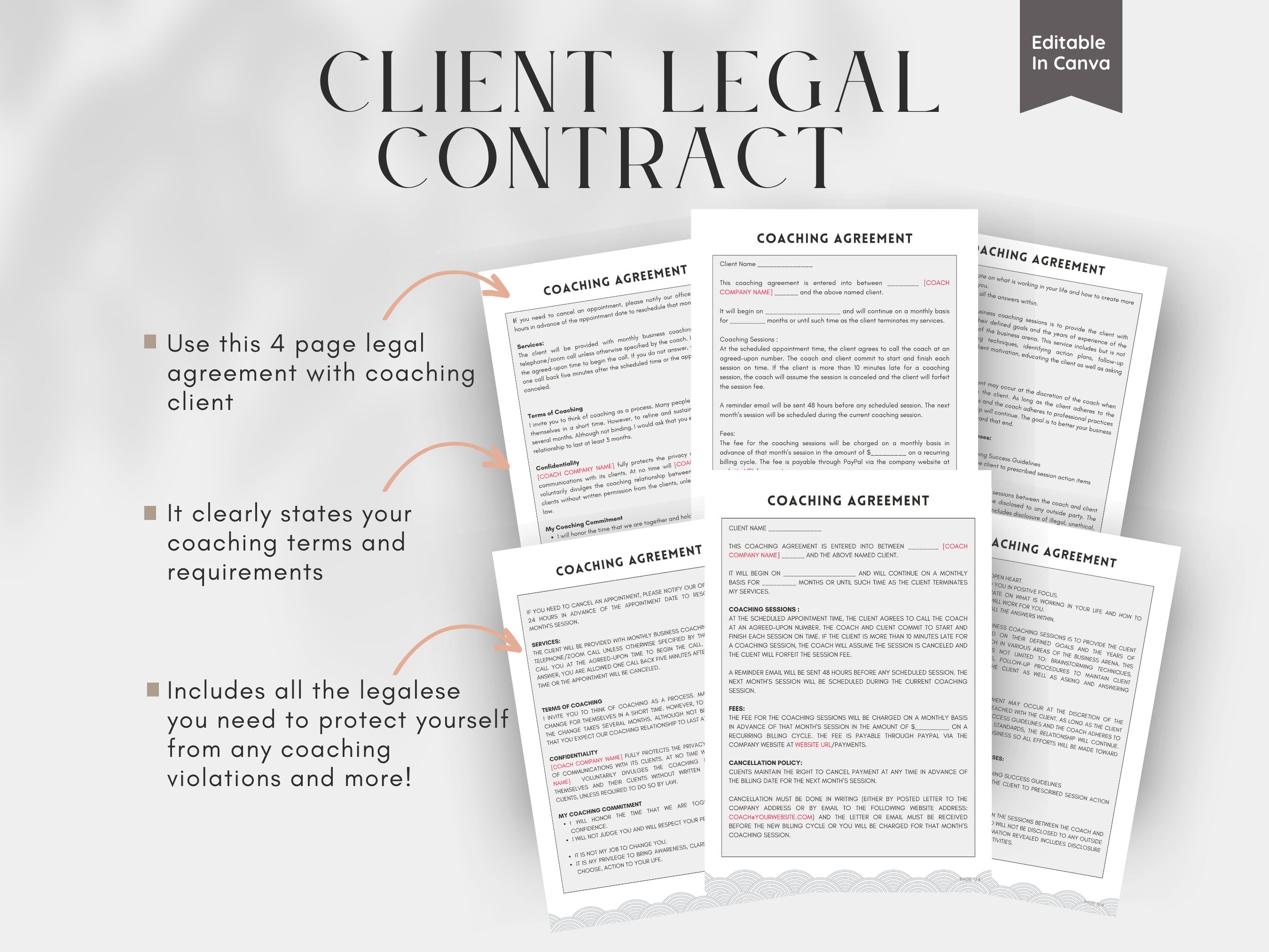 Client Agreement, Coaching Agreement, Coaching Contract Template ...