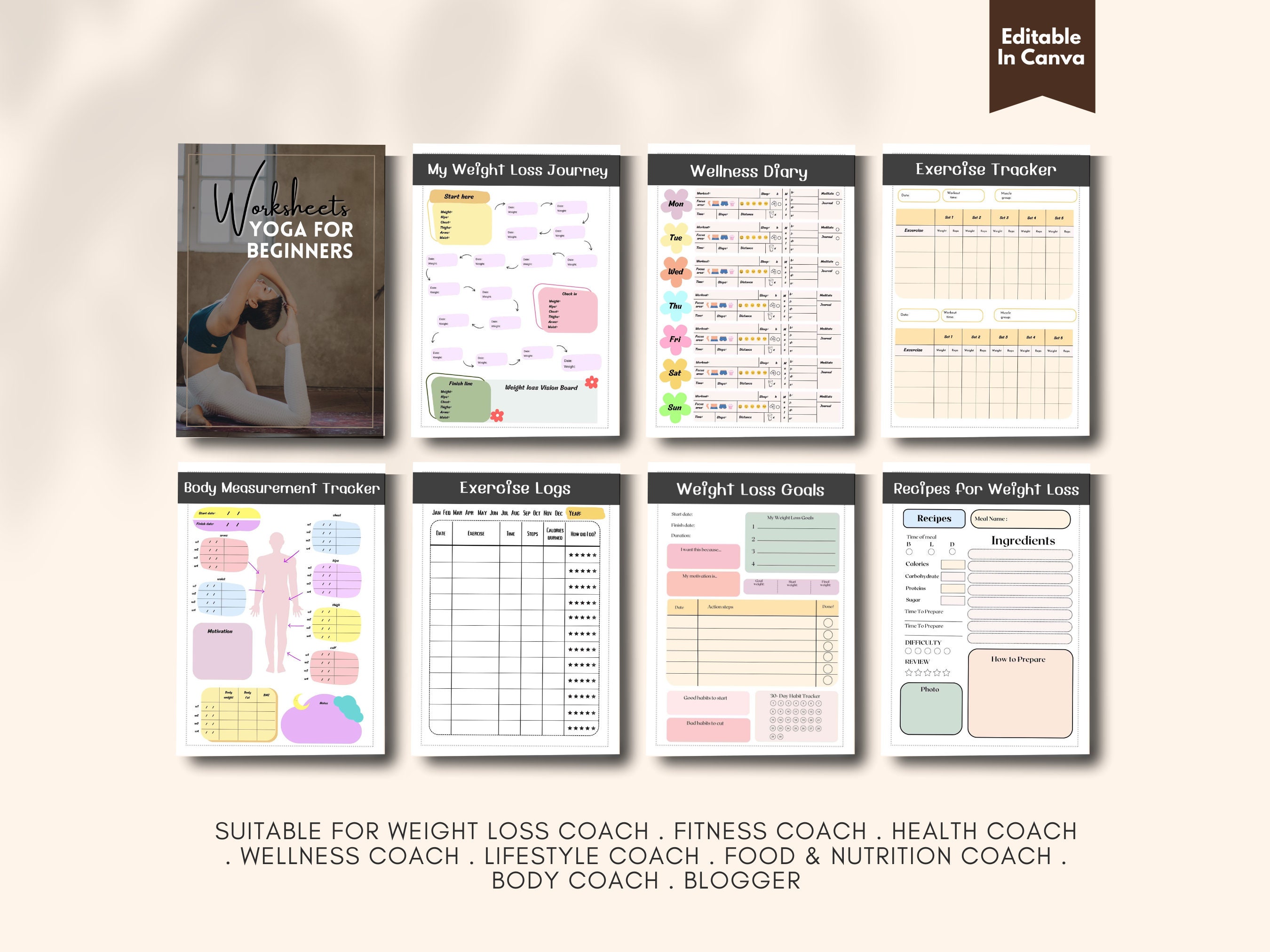 PLR Weight Loss Worksheet, Weight Loss Tracker, Weight Loss Planner ...