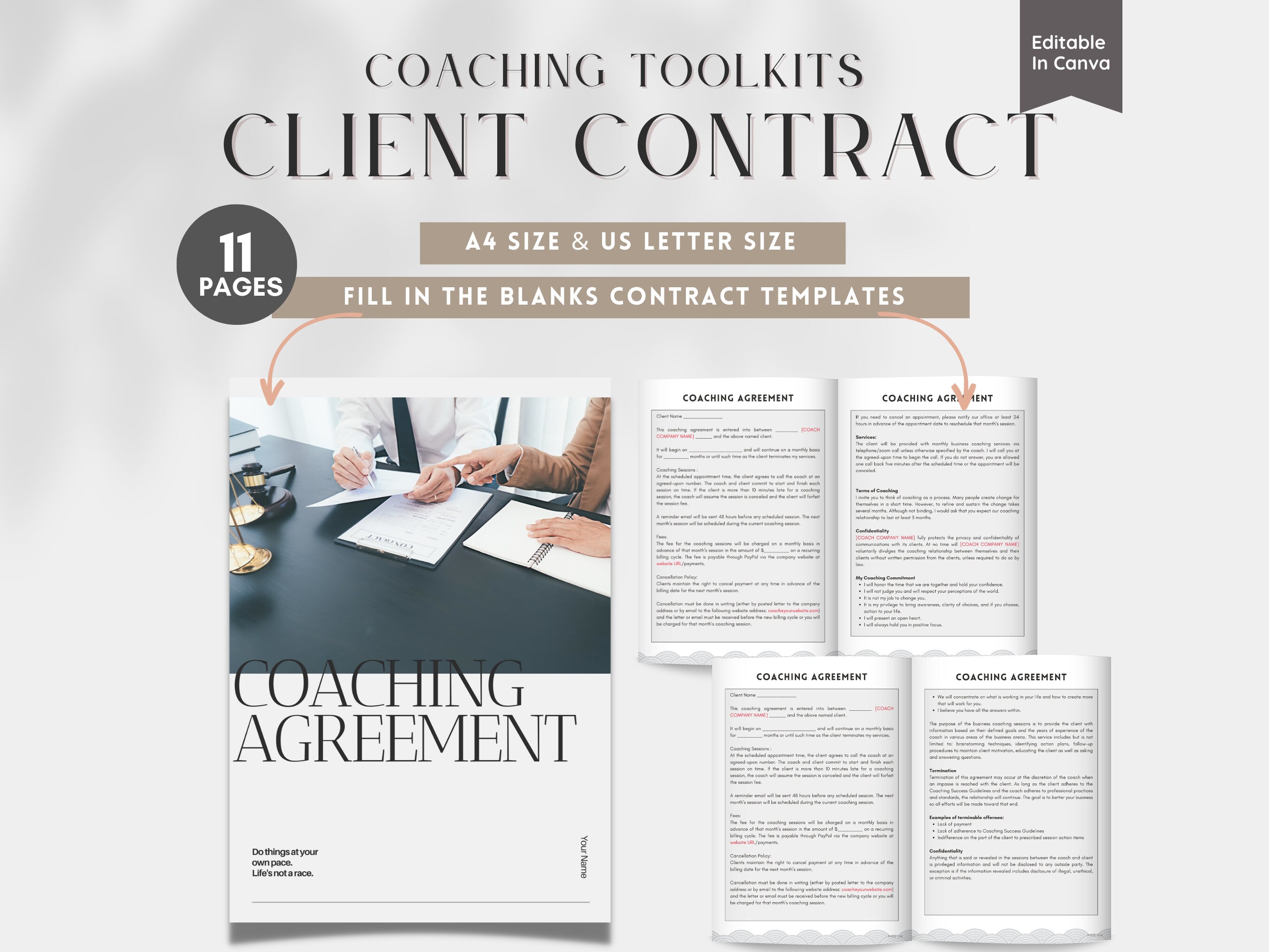 Client Agreement, Coaching Agreement, Coaching Contract Template ...