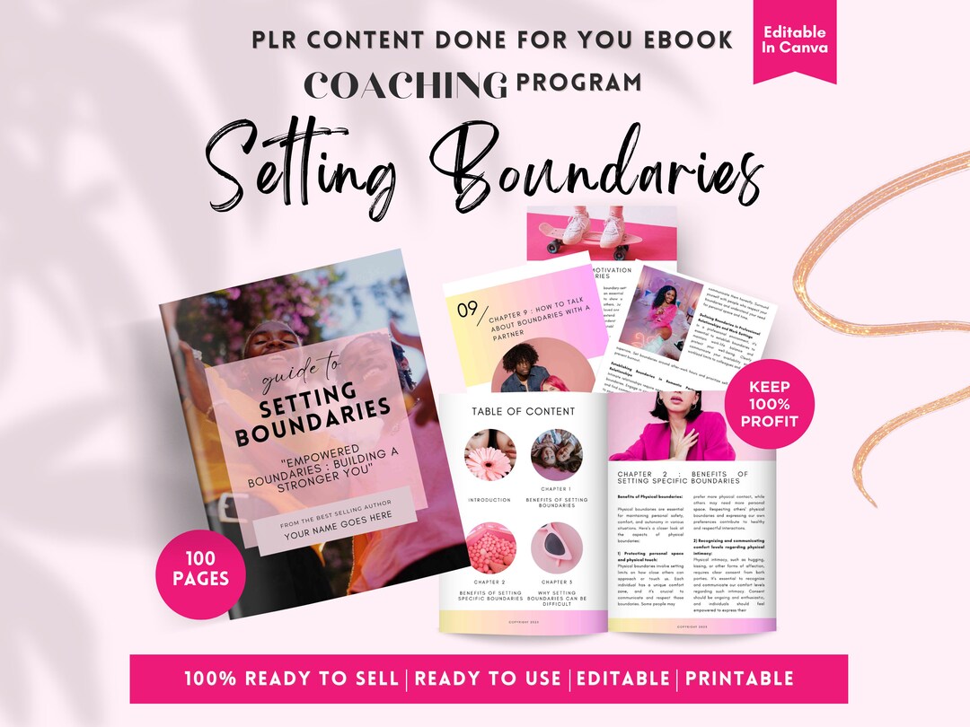 Setting Boundaries Ebook | Coaching Tools | Done for You PLR | Boundaries Workbook for Boundary ...