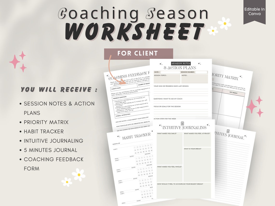 Life Coaching Worksheets | Coaching Session Worksheets | Coaching ...
