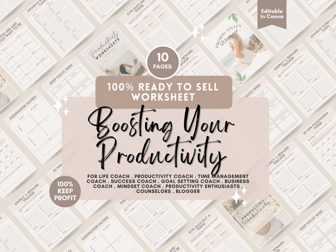Productivity Workbook | PLR Worksheet | Editable Woksheet | PLR Guide ...