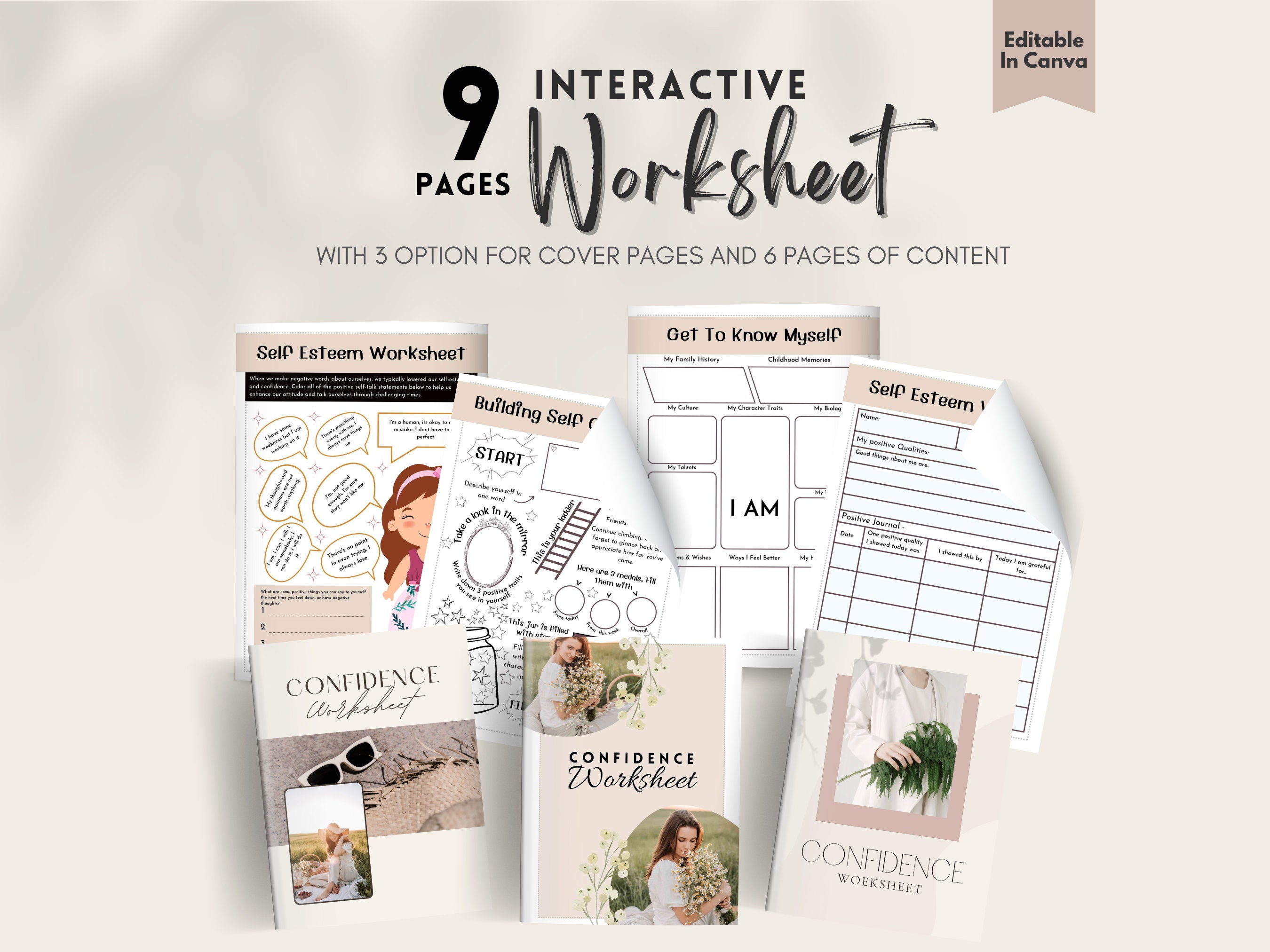 PLR Self Confidence Worksheets, Therapy Worksheets, PLR Life Coaching ...