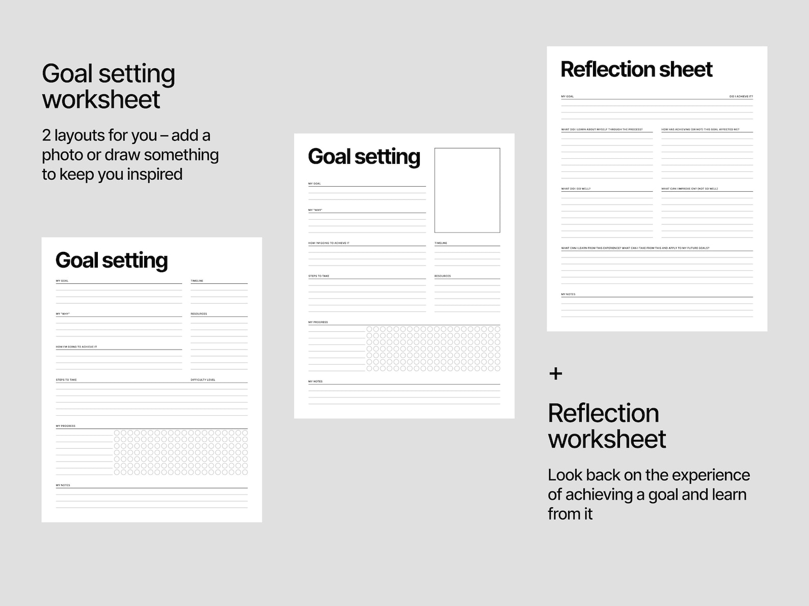 Goal Setting Worksheet and Reflection Worksheet | Productivity and ...
