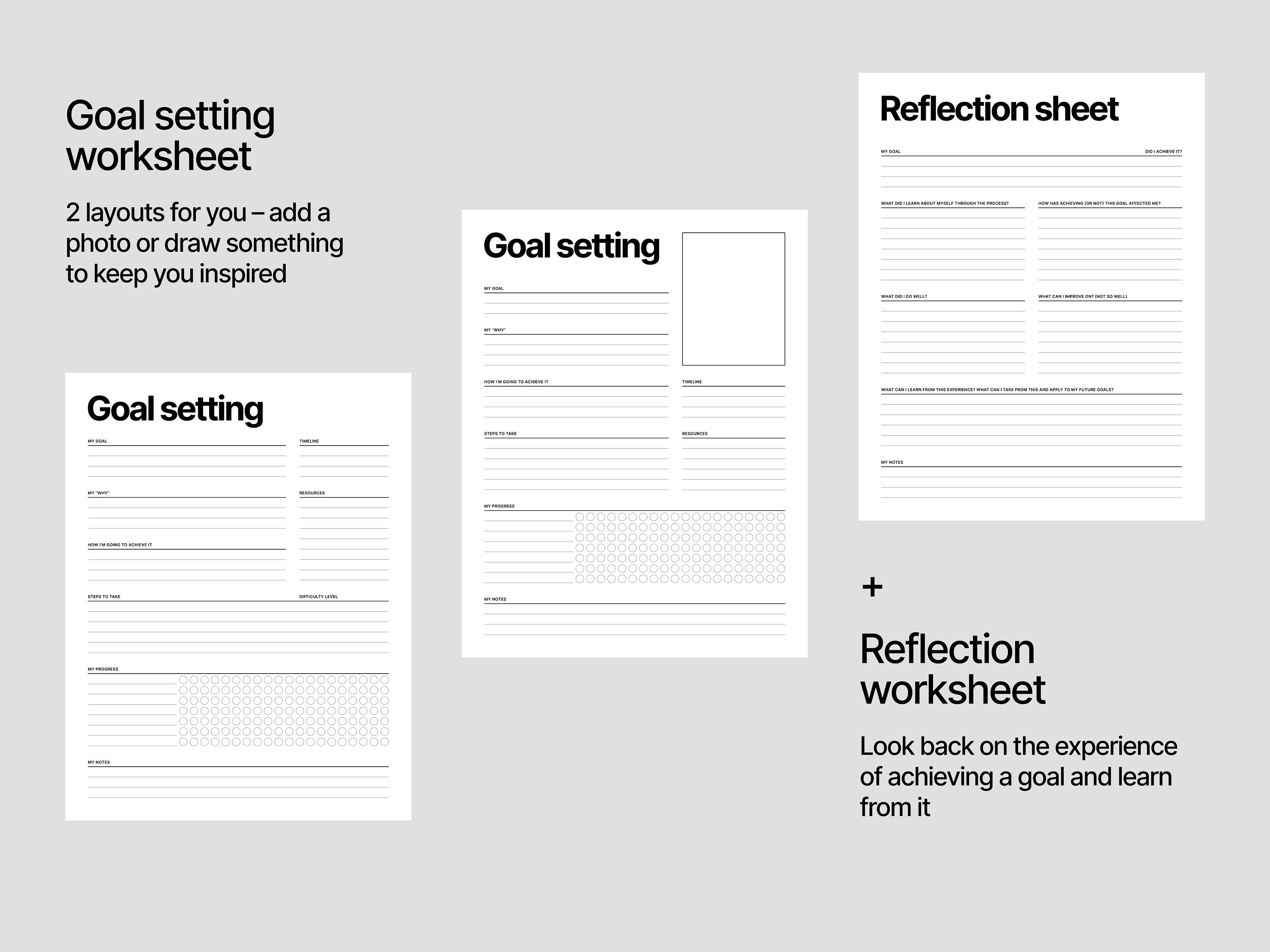 Goal Setting Worksheet and Reflection Worksheet | Productivity and ...